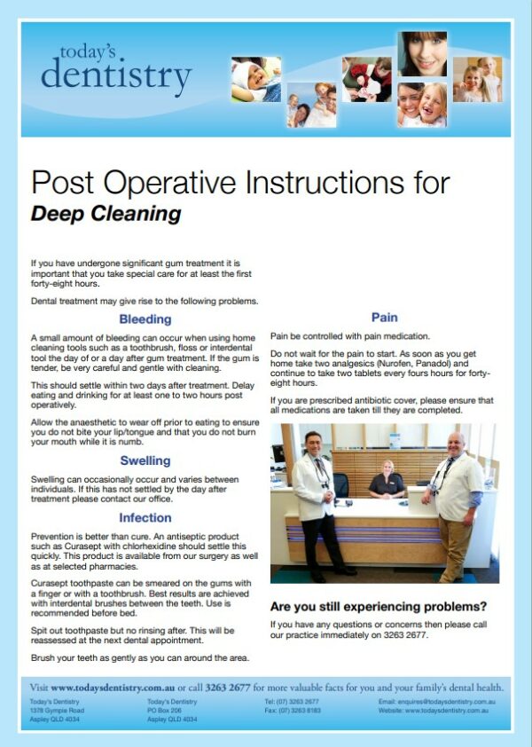 Dental - Post Operative Instructions | Today's Dentistry